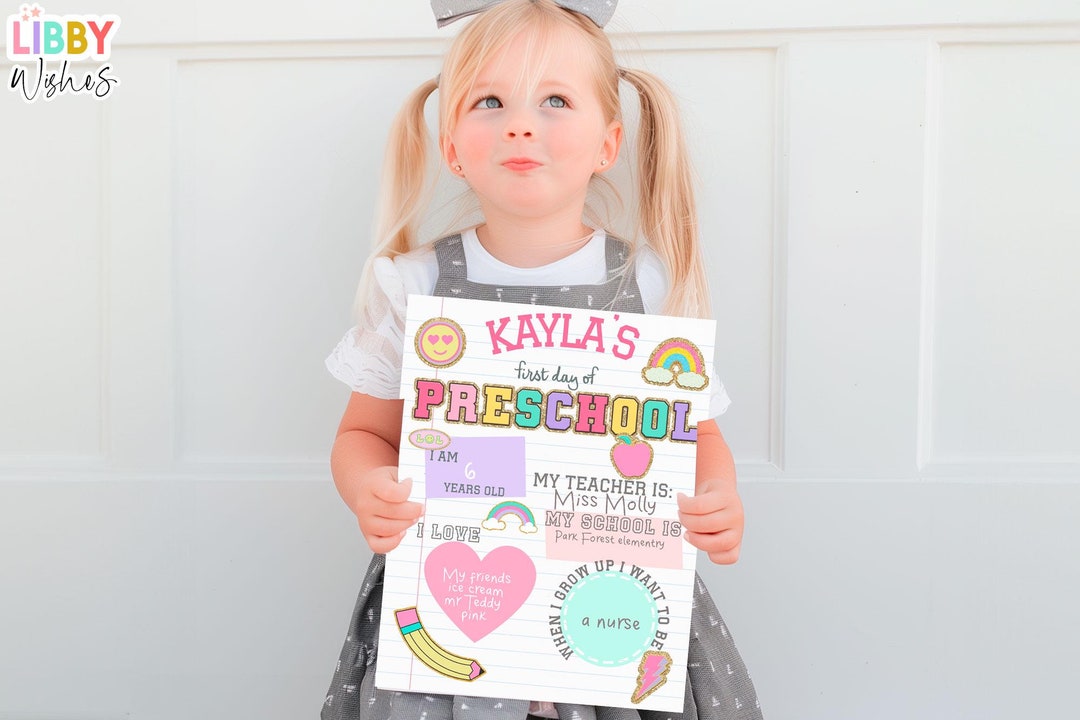 Editable First Day of School Sign First Day of PRESCHOOL Grade Stoney ...
