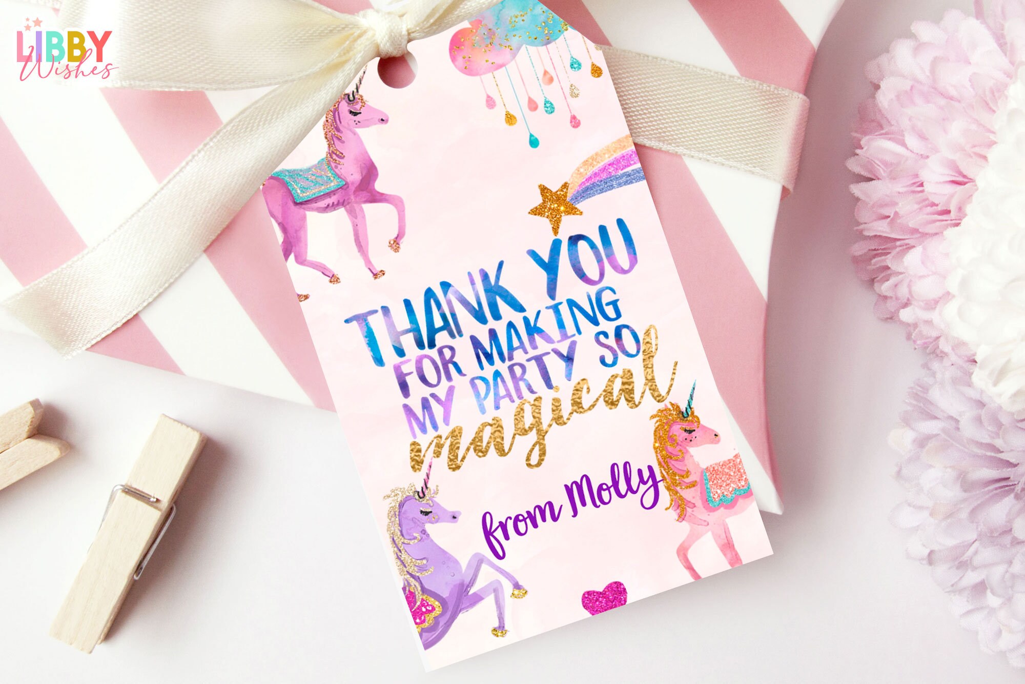 Editable Unicorn Favor Tags Personalized Unicorn Tag Magical Birthday ...