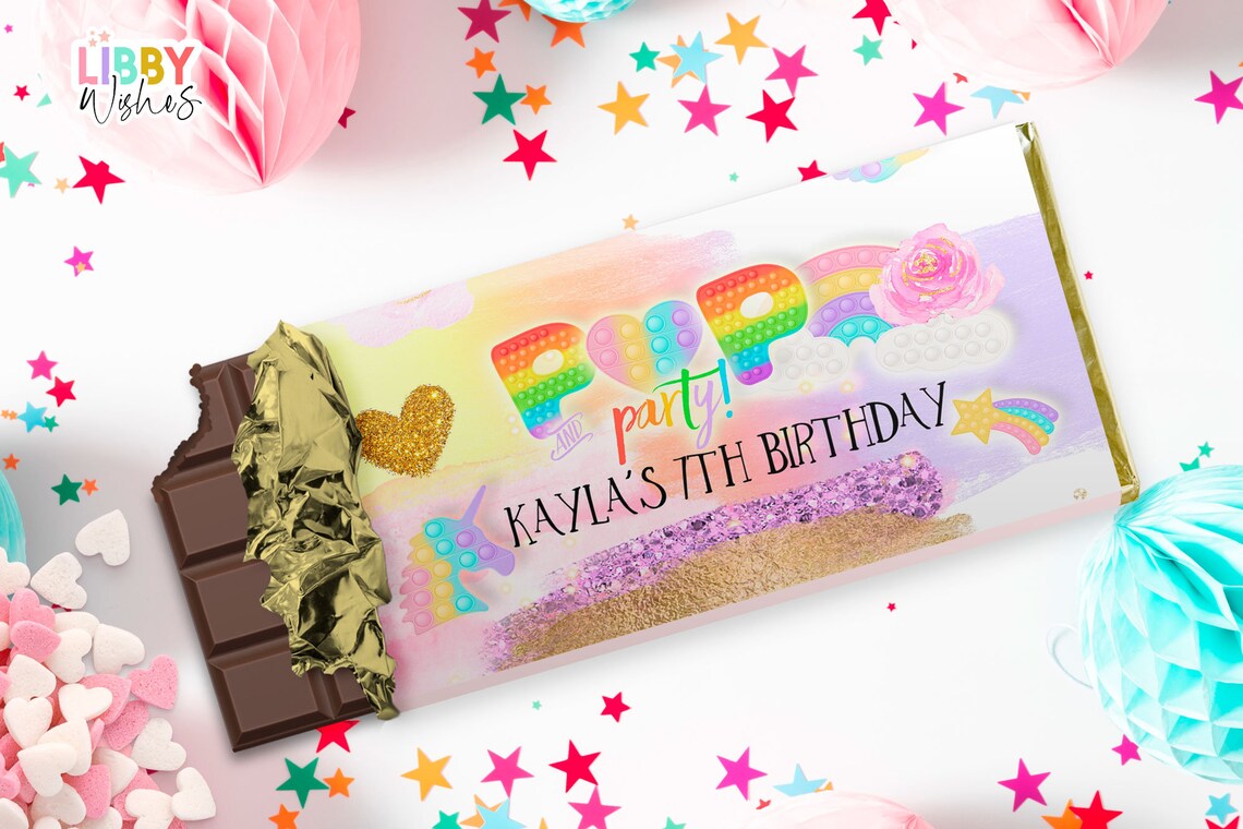 Editable Pop It Fidget Toy Candy Bar Wrapper Sensory Toys | Etsy