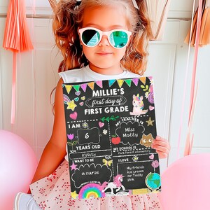 Editable Chalkboard Back to School Sign, First Day of School Sign ...