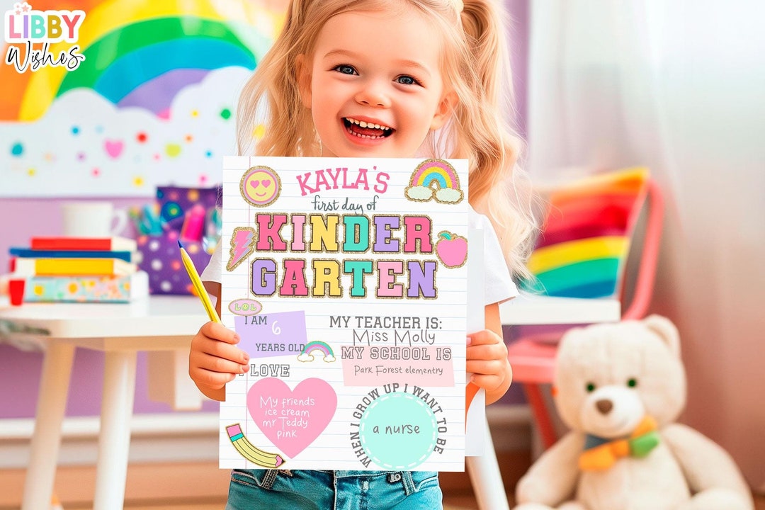 Editable First Day of School Sign First Day KINDERGARTEN Stoney Clover ...