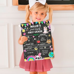 Editable Chalkboard Back to School Sign, First Day of School Sign ...