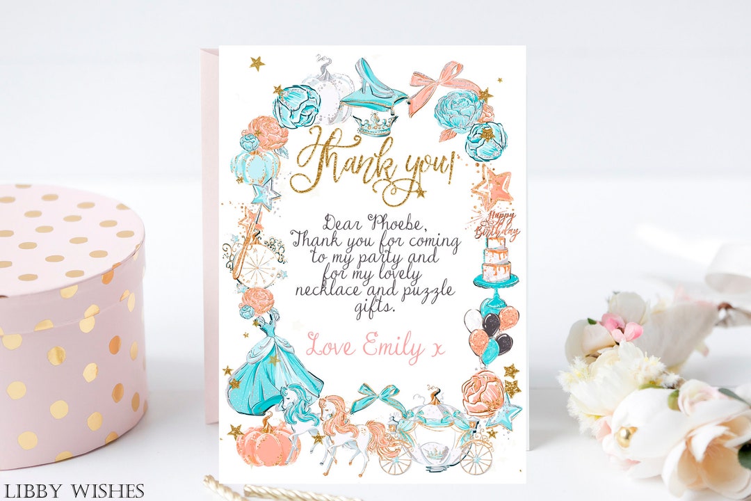 Editable Princess Royal Princess Thank You, Birthday Cinderella ...