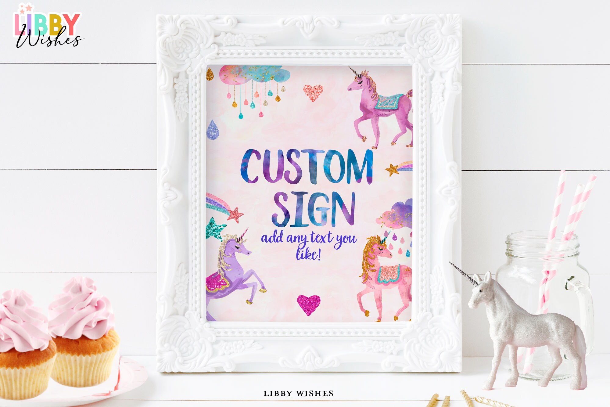 Editable Custom Sign Unicorn Birthday Magical Unicorn Party Decor Girl ...