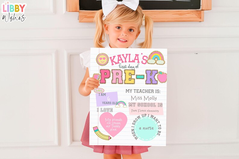 Editable First Day of School Sign First Day PRE-K Stoney Clover Patch ...
