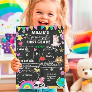 Editable Chalkboard Back to School Sign, First Day of School Sign ...