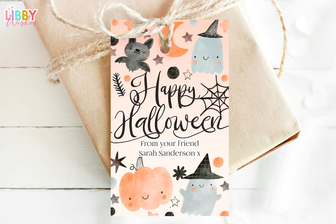 Editable Happy Halloween Gift Tags Trick or Treat Favor Tags Boo ...