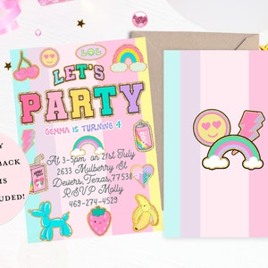 Editable Birthday Party Invitation Stoney Clover Lane Varsity Patch ...