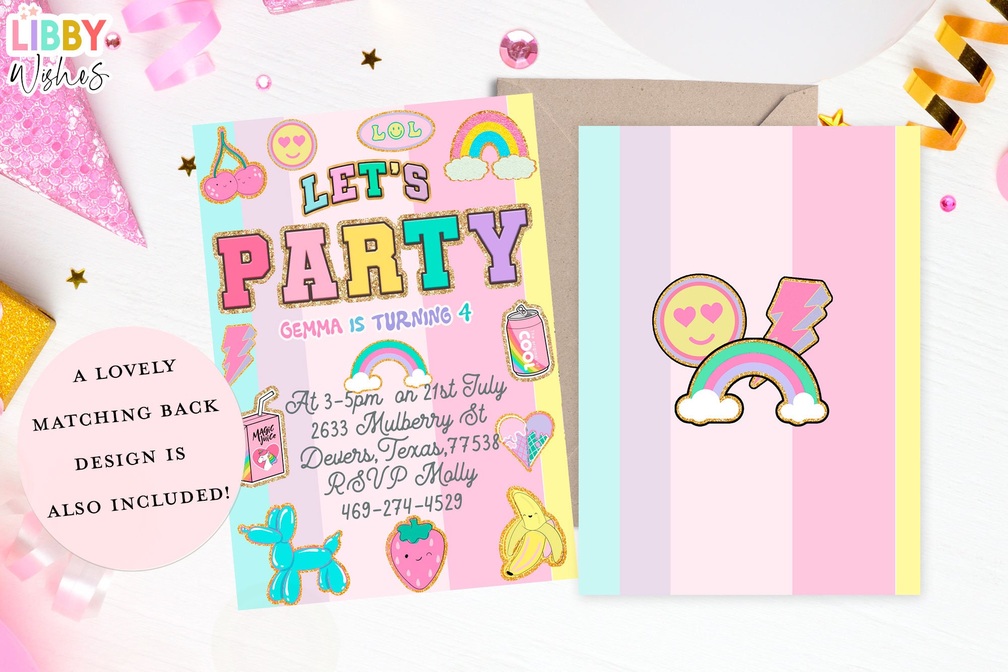 Editable Birthday Party Invitation Stoney Clover Lane Varsity Patch ...