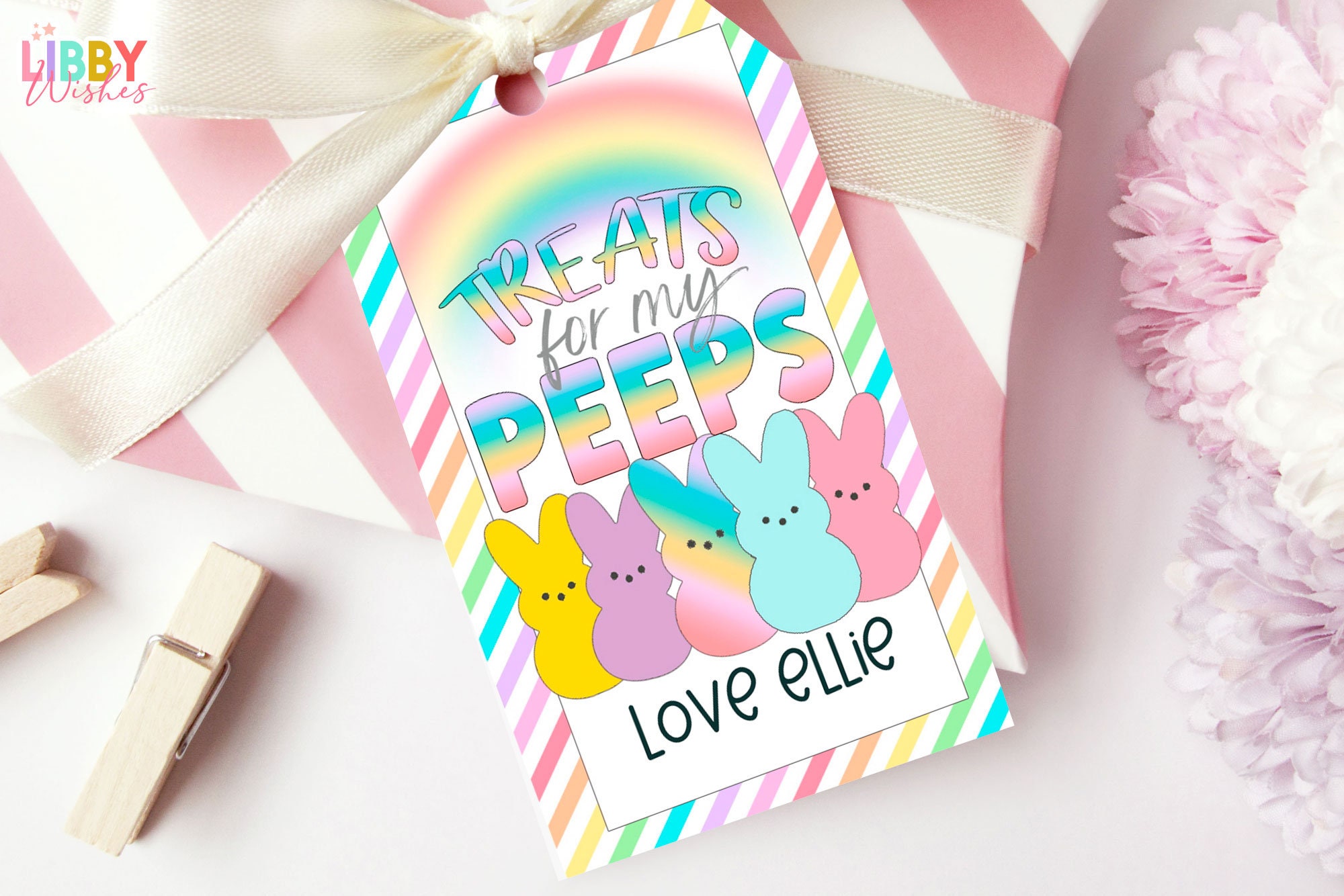 Editable Peeps Printable Tags, Treats for My Peeps Gift Tags, Printable ...