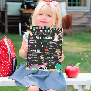Editable Chalkboard Back to School Sign, First Day of School Sign ...