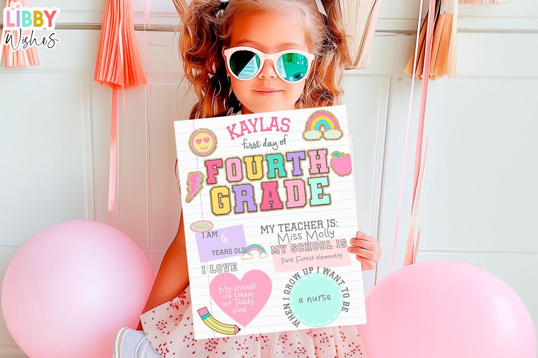 Editable First Day of School Sign First Day of FOURTH Grade Stoney ...