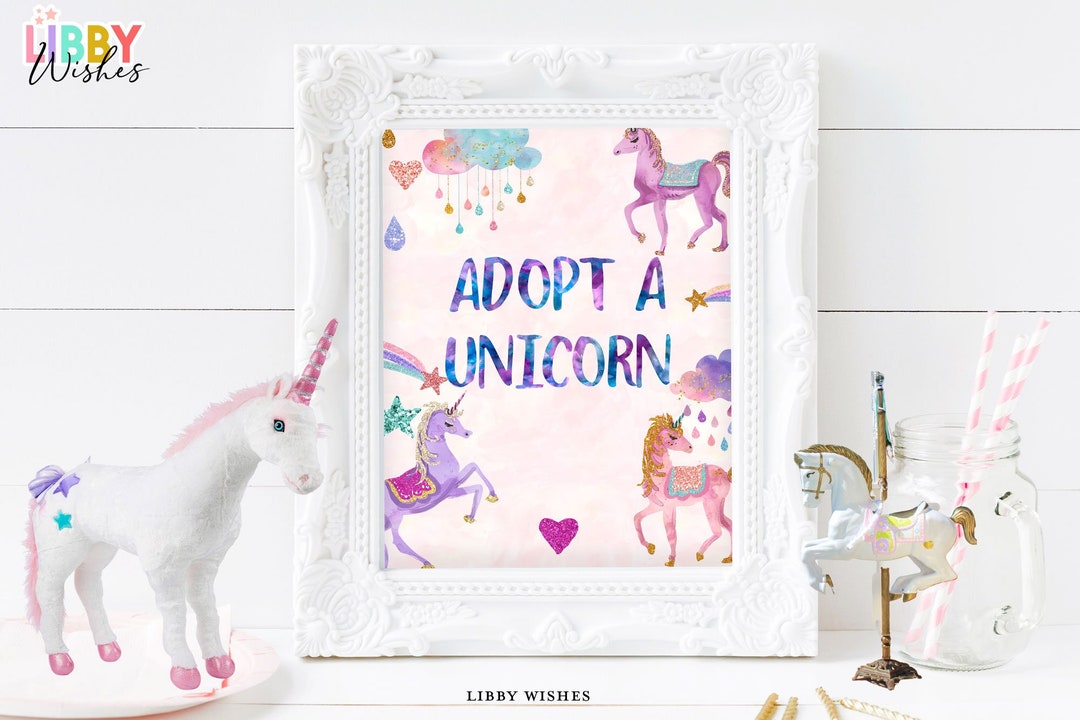 Adopt a Unicorn Birthday Sign Unicorn Adoption Sign Birthday Decor ...