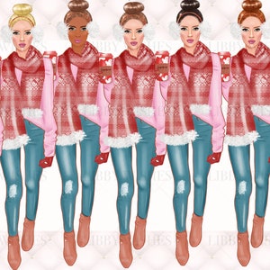 Winter Clipart, Fashion Girls Clipart, African American Clipart, Afro ...