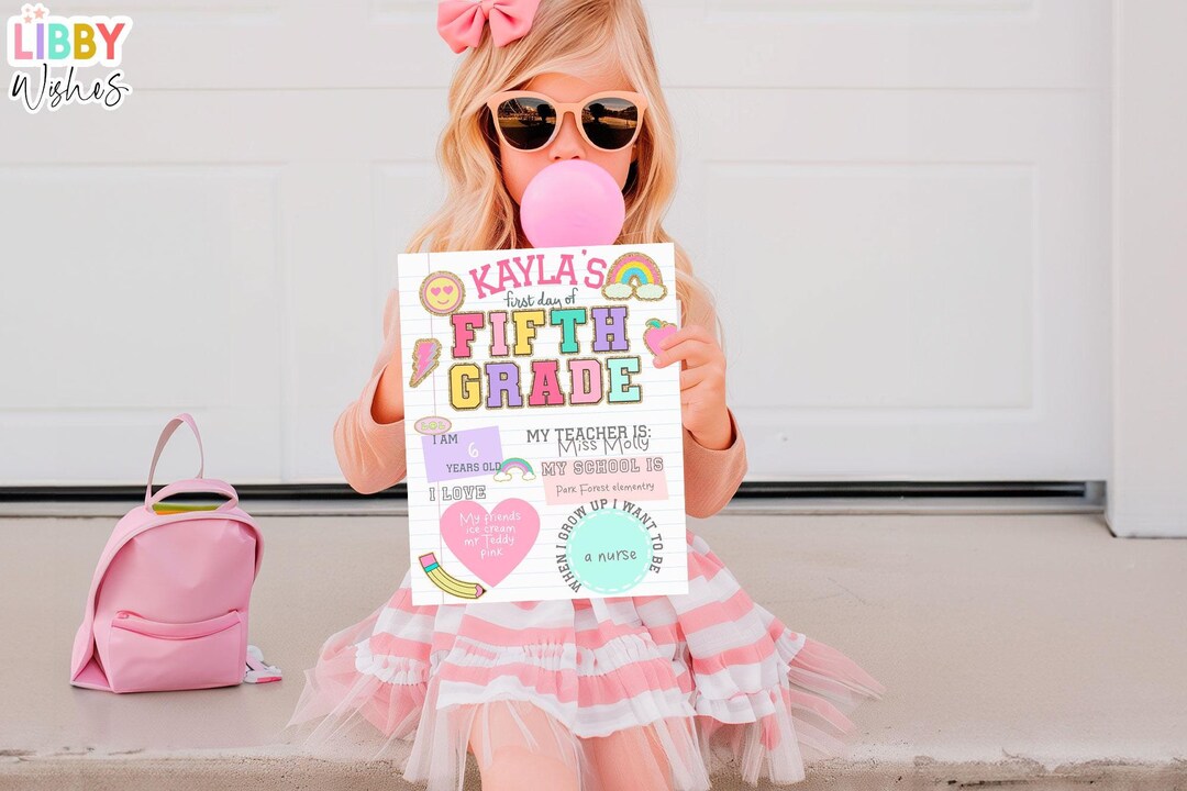 Editable First Day of School Sign First Day of FIFTH Grade Stoney ...