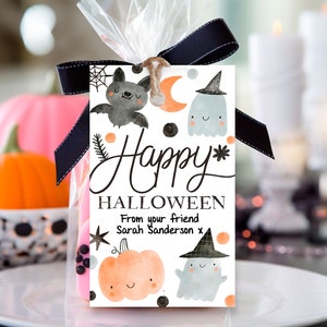 Editable Happy Halloween Gift Tags Trick or Treat Favor Tags Boo ...
