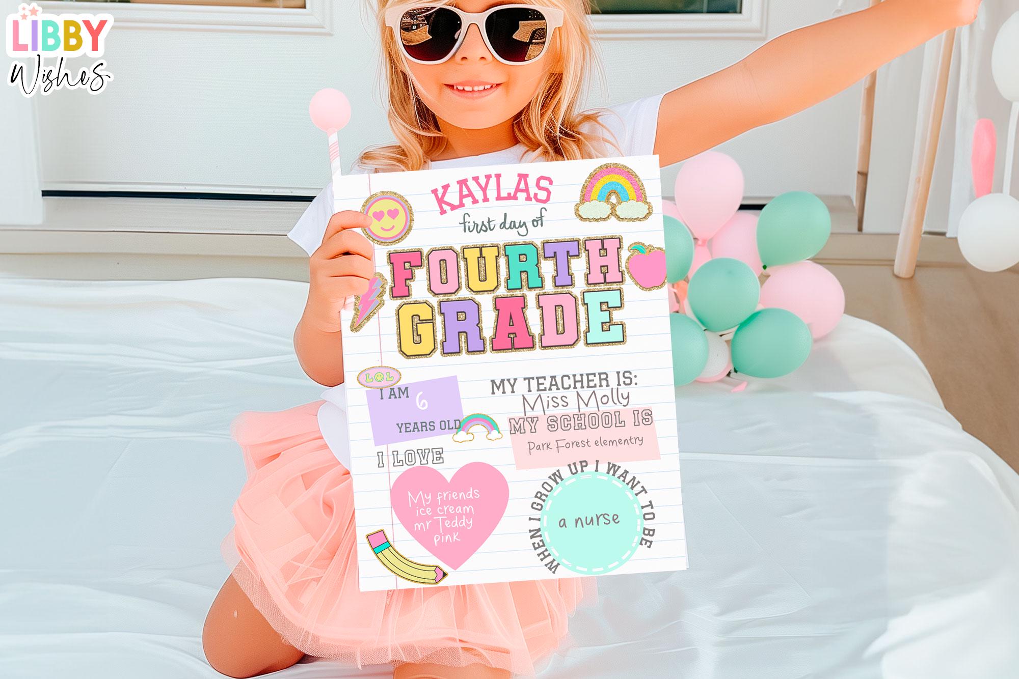 Editable First Day of School Sign First Day of FOURTH Grade Stoney ...