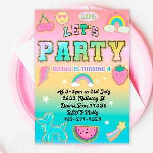 Editable Birthday Party Invitation Stoney Clover Lane Varsity Patch ...