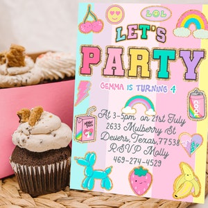 Editable Birthday Party Invitation Stoney Clover Lane Varsity Patch ...
