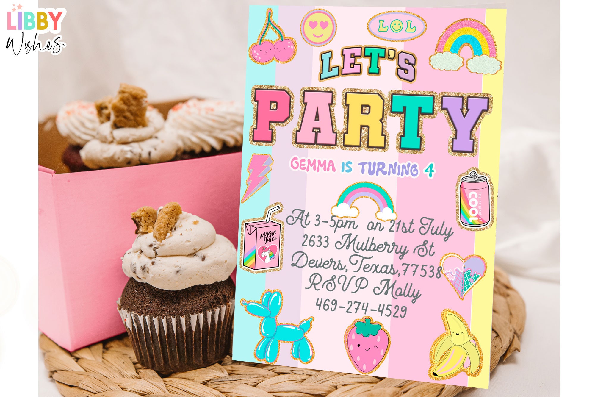 Editable Birthday Party Invitation Stoney Clover Lane Varsity Patch ...