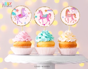 Unicorn Cupcake Toppers Unicorn Birthday Party Decoration Magical ...