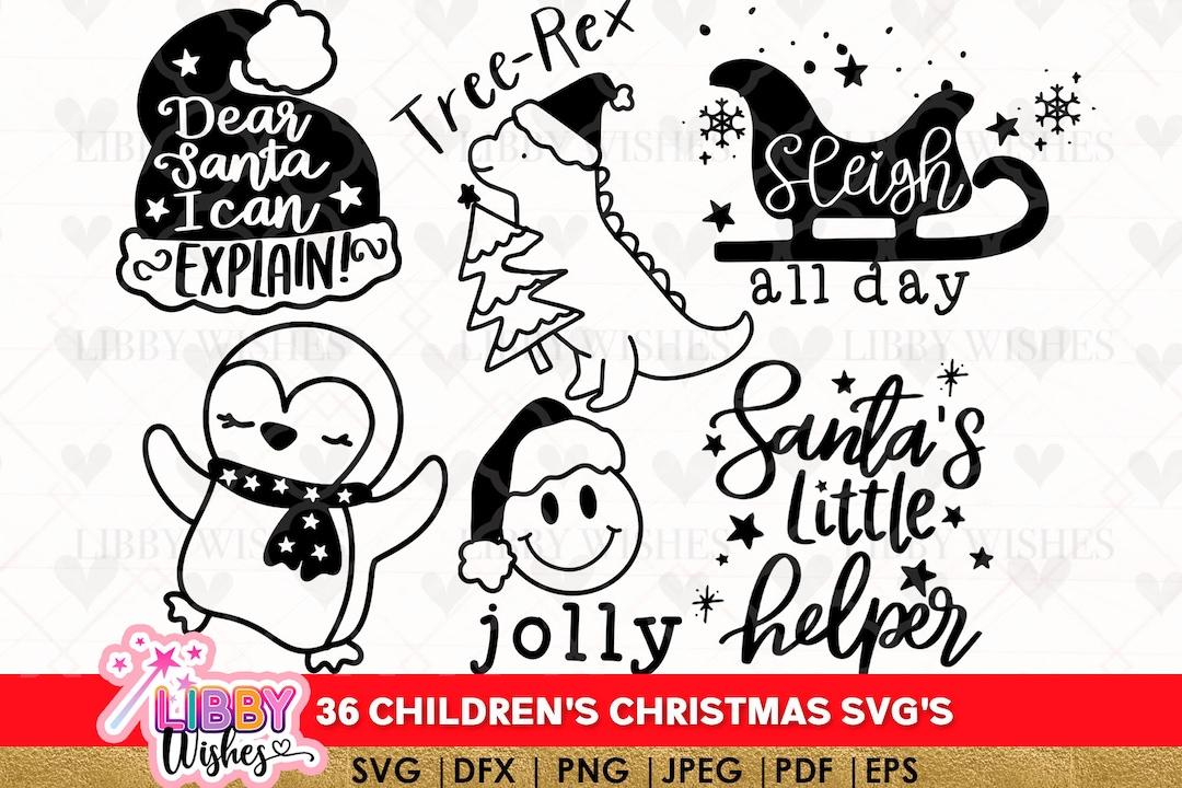 Kids Christmas SVG Bundle, Kids Christmas Shirt SVG Cut Files, Children ...
