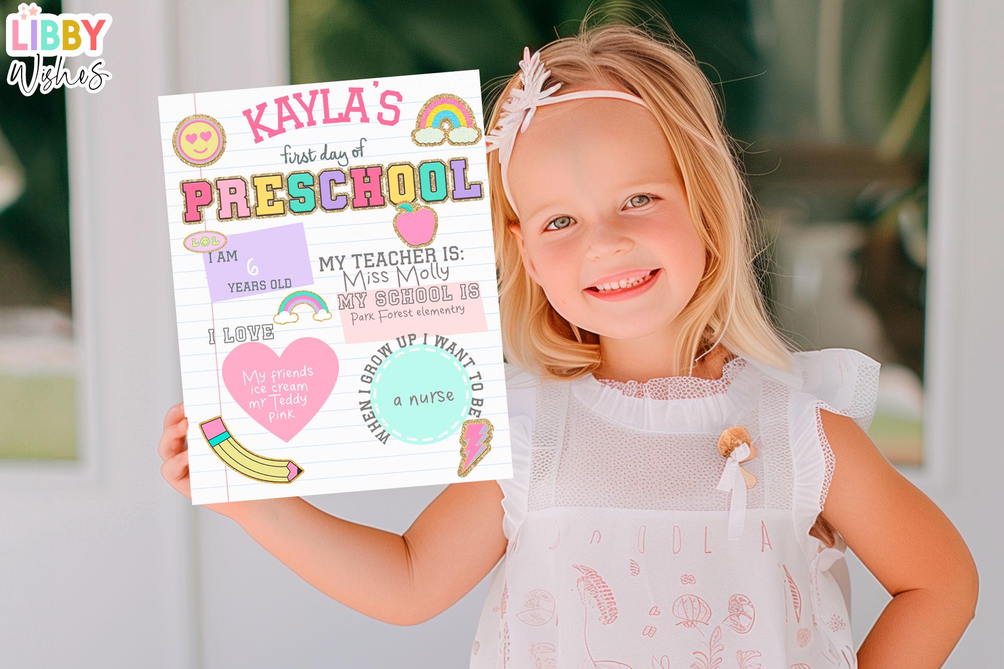 Editable First Day of School Sign First Day of PRESCHOOL Grade Stoney ...