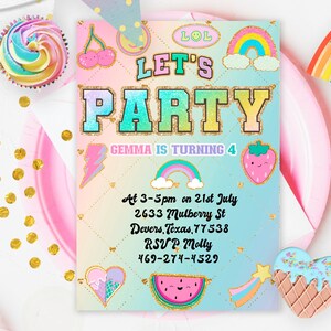 Editable Birthday Party Invitation Stoney Clover Lane Varsity Patch ...