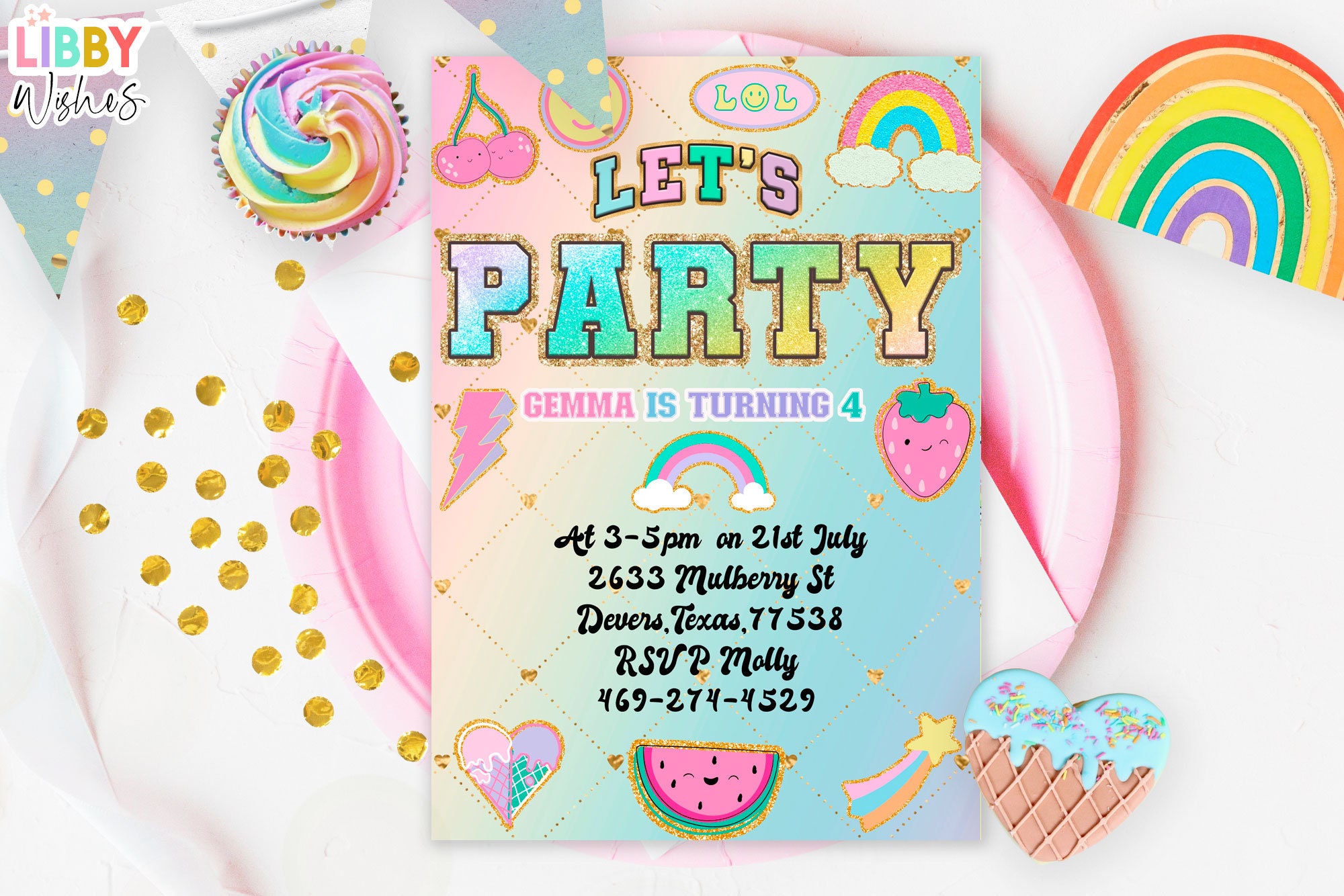 Editable Birthday Party Invitation Stoney Clover Lane Varsity Patch ...