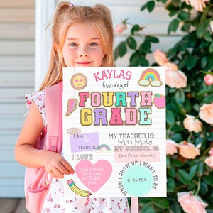Editable First Day of School Sign First Day of FOURTH Grade Stoney ...