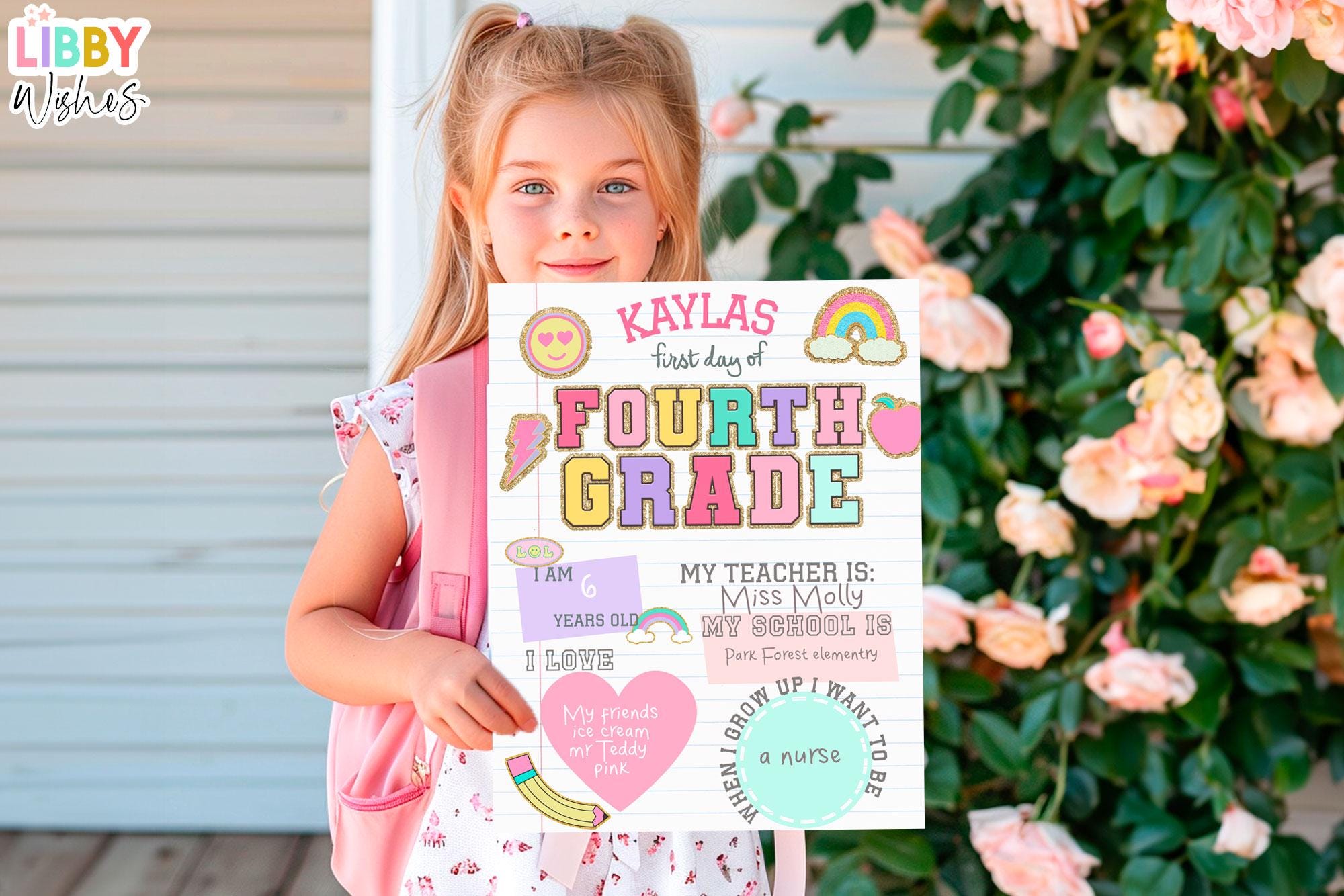 Editable First Day of School Sign First Day of FOURTH Grade Stoney ...