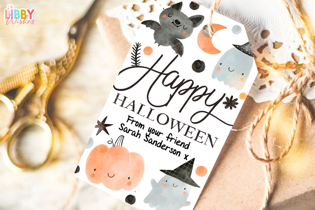 Editable Happy Halloween Gift Tags Trick or Treat Favor Tags Boo ...