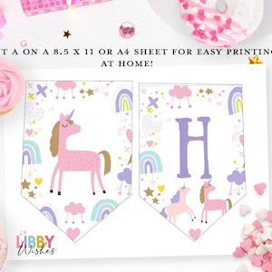 Happy Birthday Banner Unicorn Birthday Printable Unicorn Banner Magical ...
