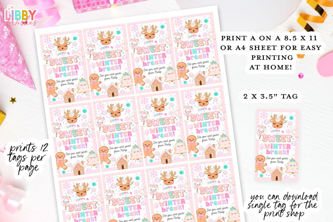 Hope Your Winter Break is Snow Much Fun Printable Gift Tag Sweet ...