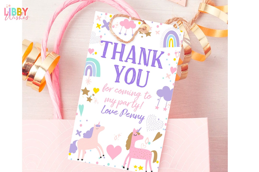 Editable Unicorn Favor Tags Personalized Unicorn Tag Magical Birthday ...