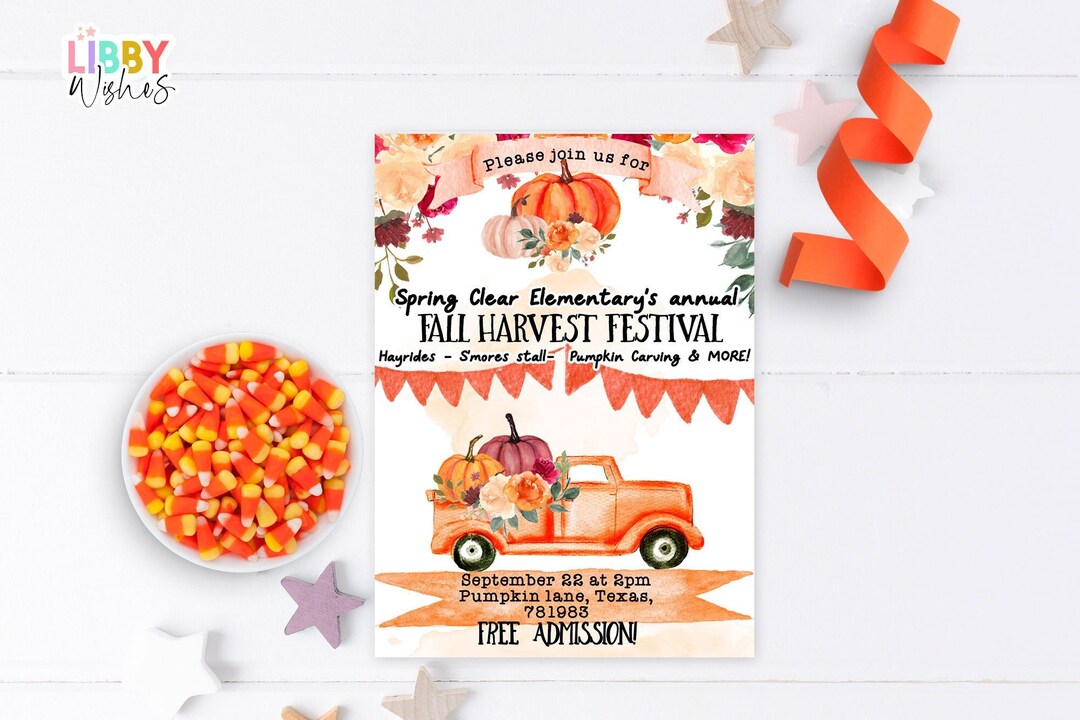 Editable Fall Festival Harvest Flyer, School Harvest Festival ...