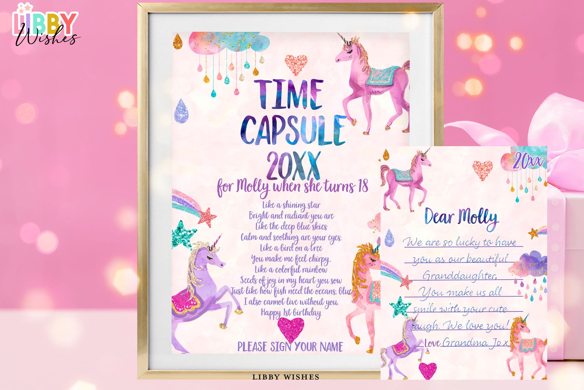 Editable Unicorn Time Capsule First Birthday Party Unicorn - Etsy