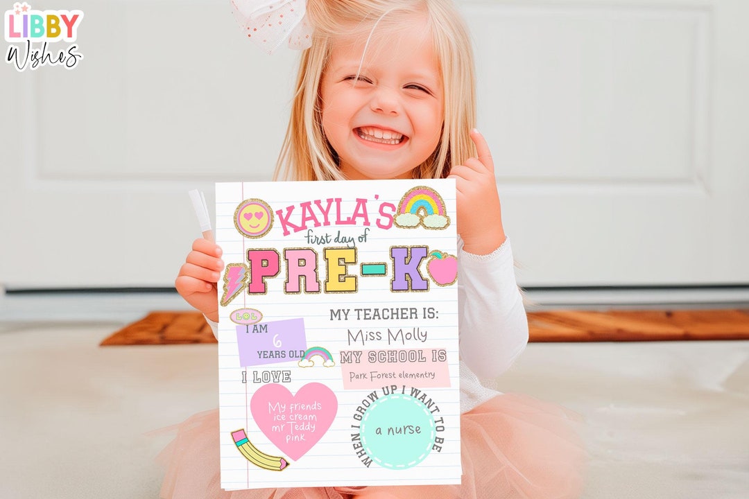 Editable First Day of School Sign First Day PRE-K Stoney Clover Patch ...