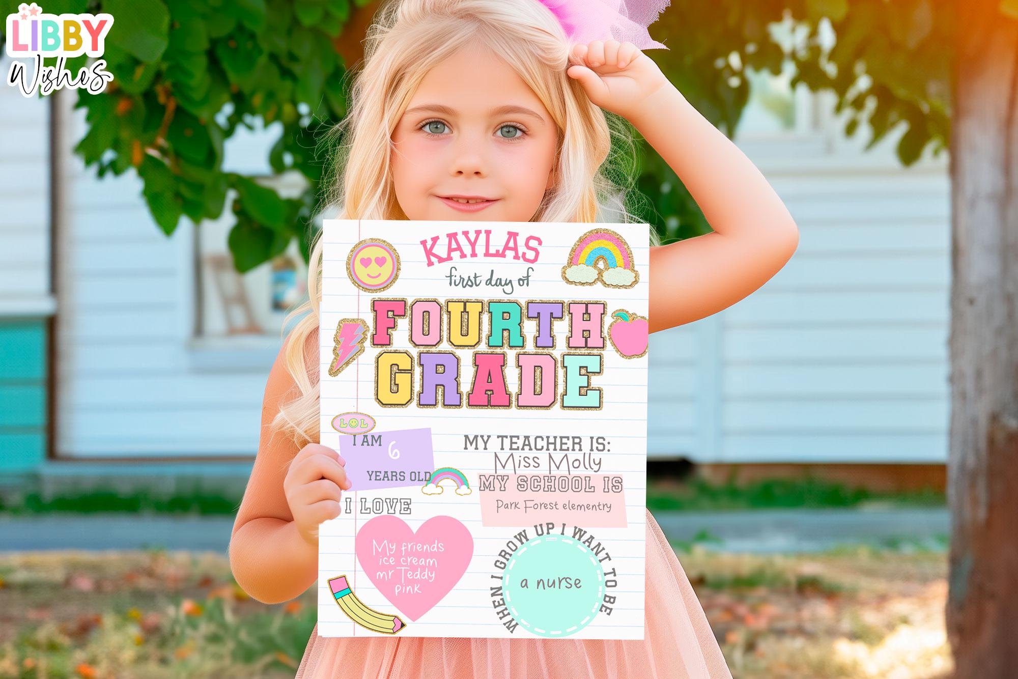 Editable First Day of School Sign First Day of FOURTH Grade Stoney ...