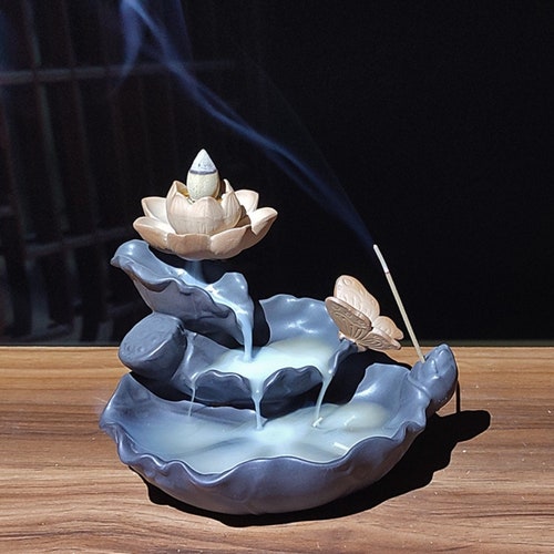 Waterfall Backflow Incense Burner Incense Holder Ceramic - Etsy