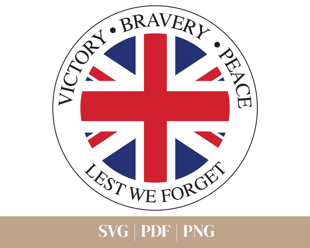 Remembrance Day Emblem SVG: Lest We Forget, UK Flag (digital Cut File ...