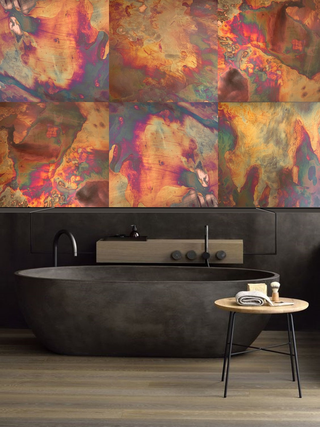 Patina Copper Flames Wall Tiles - Etsy