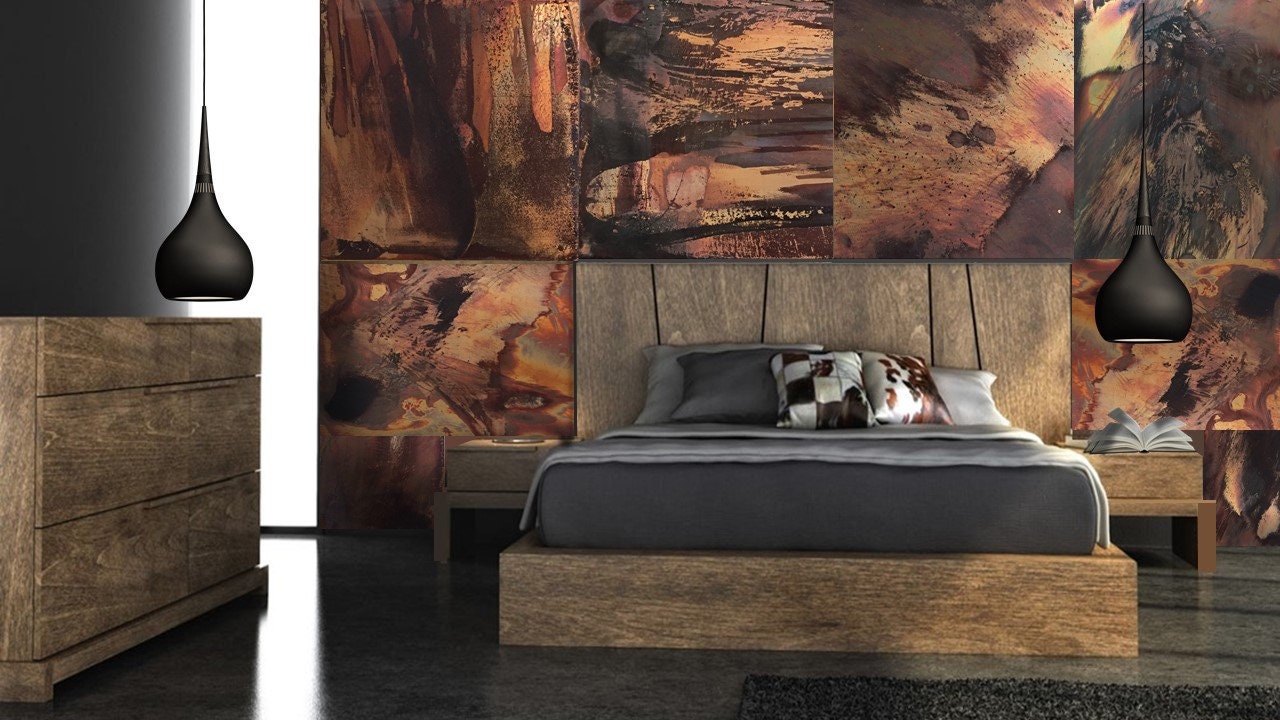 Patina Copper Flames Wall Tiles - Etsy Ireland