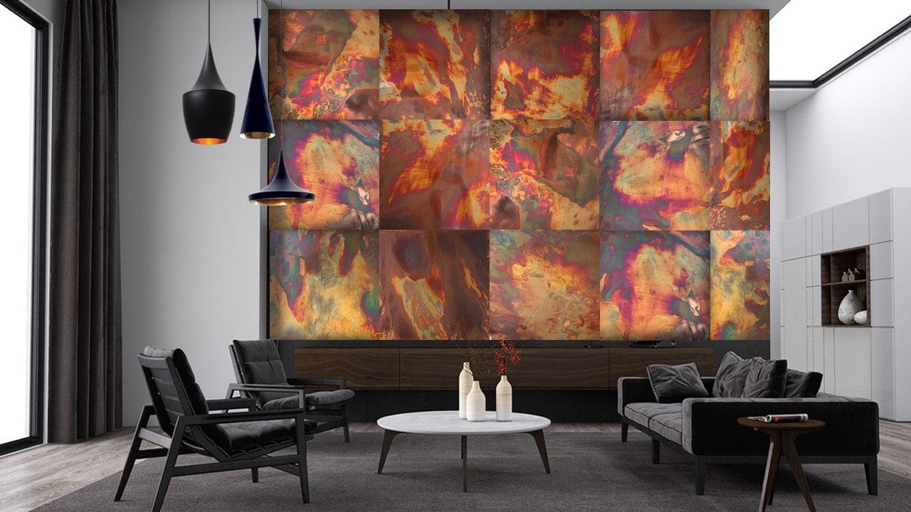Patina Copper Flames Wall Tiles - Etsy Ireland