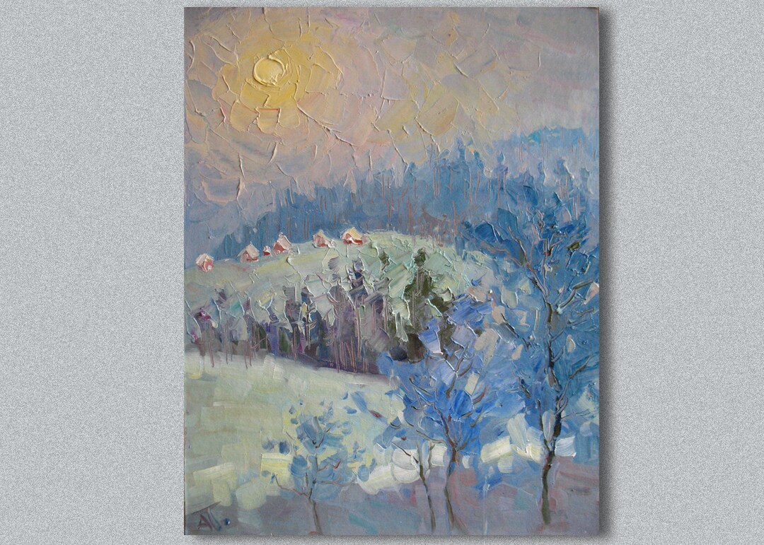 Winter Painting, Snowy Mountains Landscape, Small Painting ...