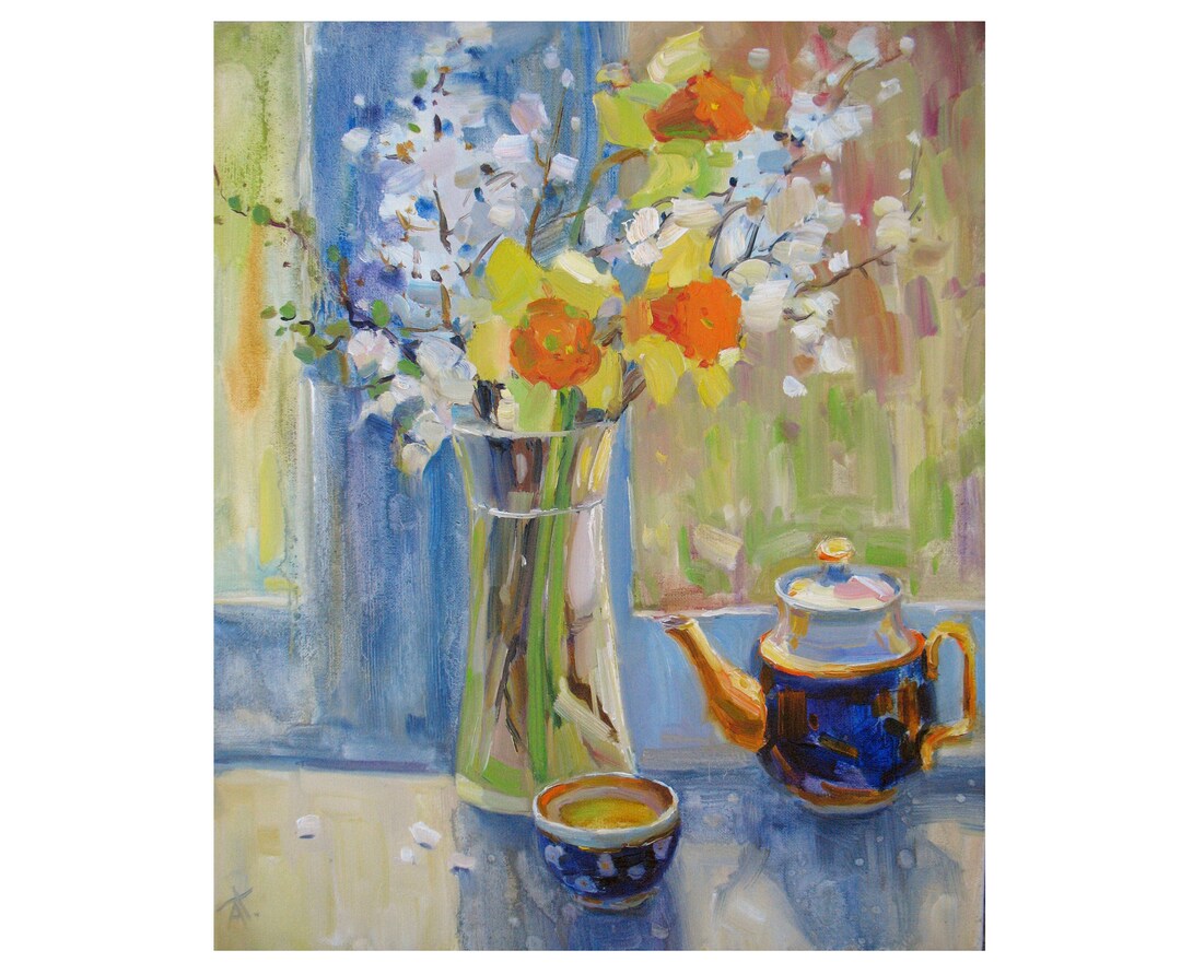 Early Spring Flowers, Yellow Daffodils, Botanical Art, Floral Bedroom ...