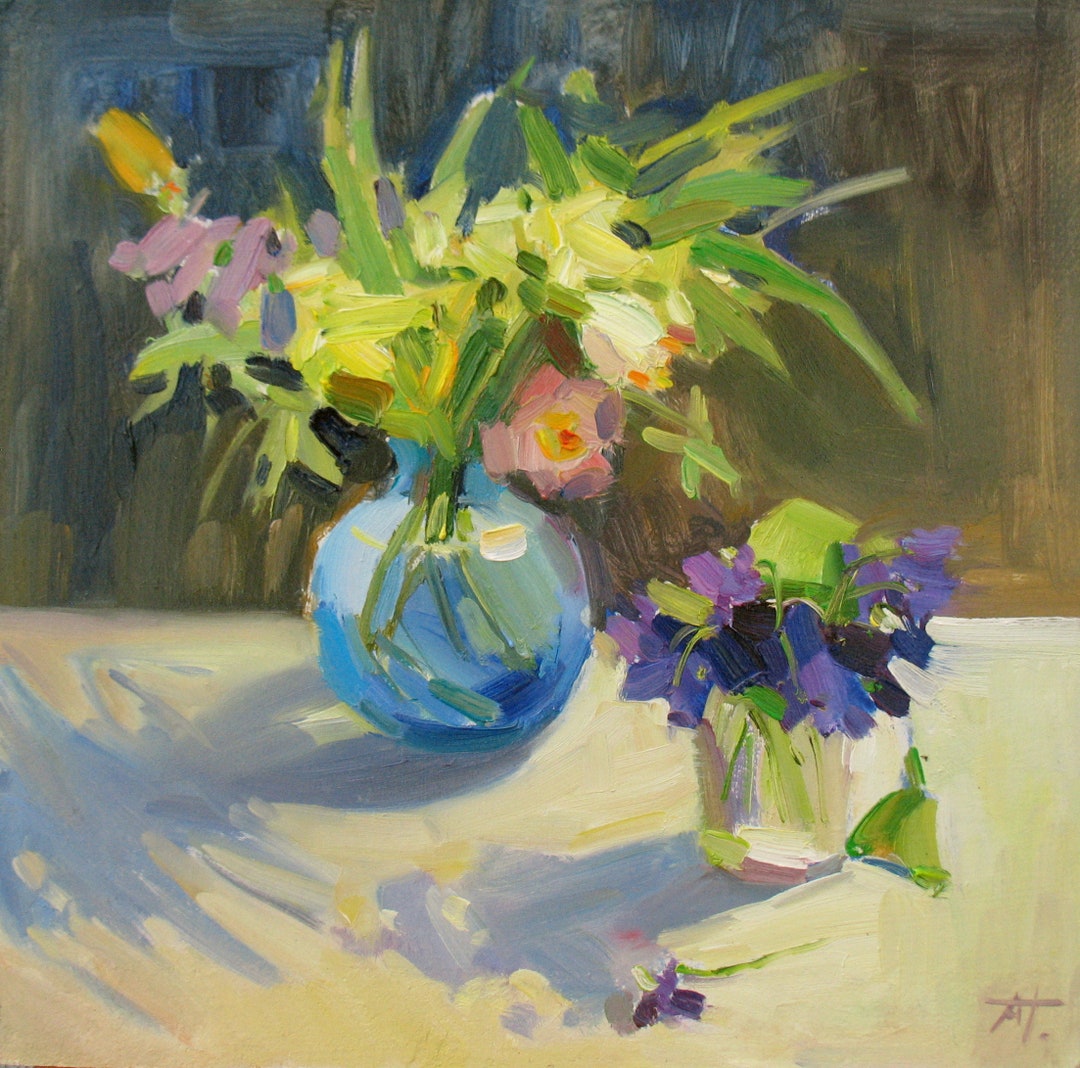 Spring Floral Painting, Impressionism Art, Violets Artwork, Spring Gift ...