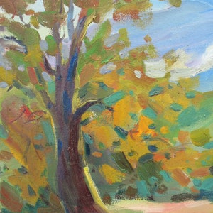 Golden Autumn in Mountains Original Artwork Golden Tree Wall - Etsy