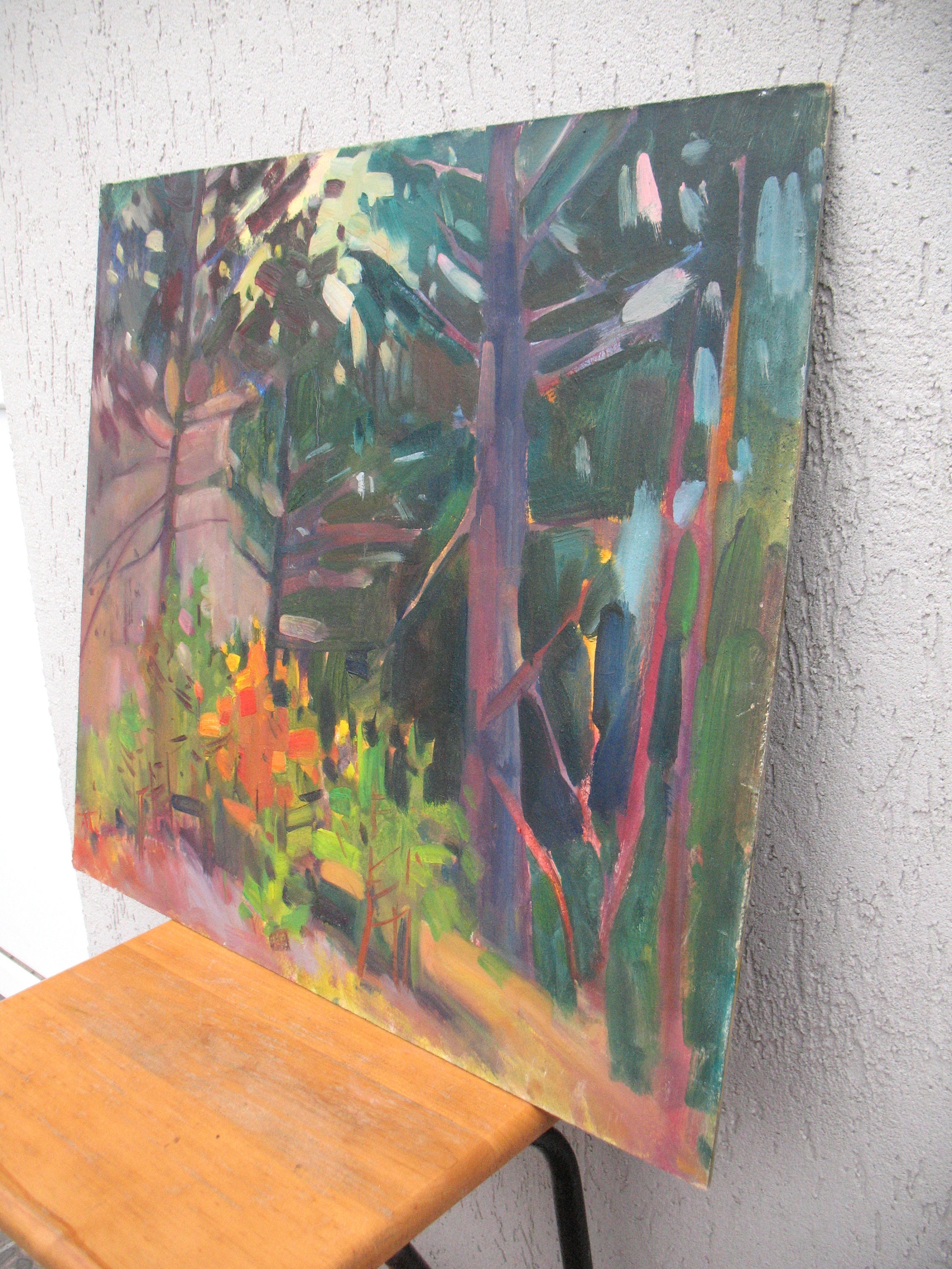 Old Spruce Forest Painting, Plein Air Artwork, Melancholic Forest ...