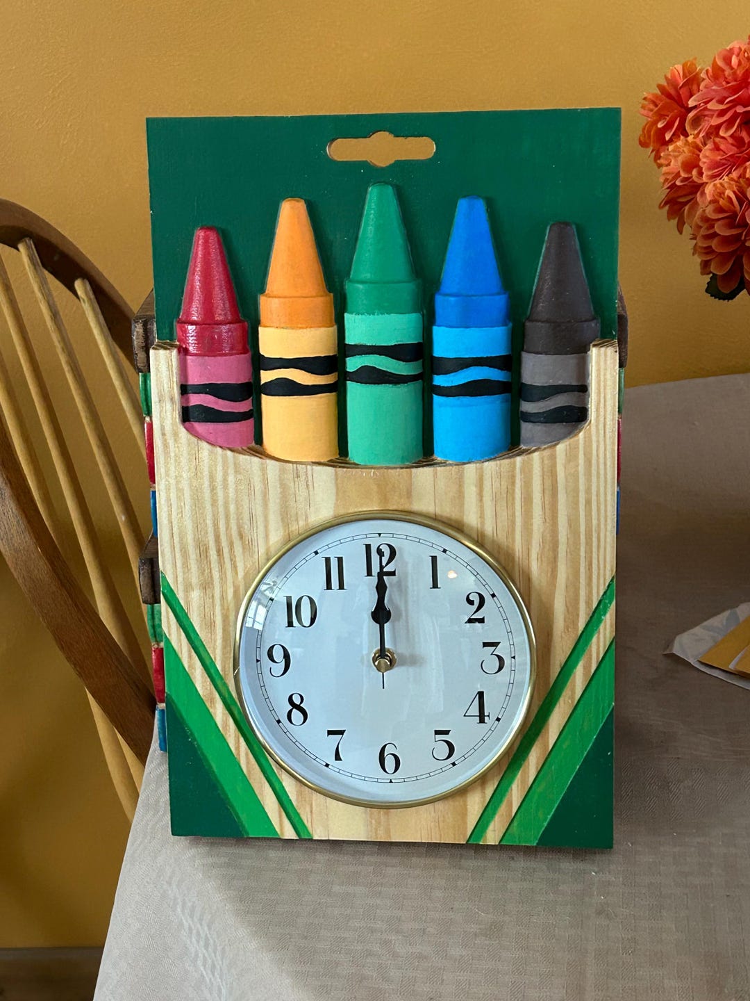 Carved 3D Crayon Box Wall Clock - Etsy